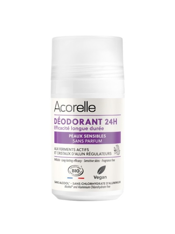 Déodorant roll-On 24h peaux sensibles sans parfum 50ml Acorelle ...