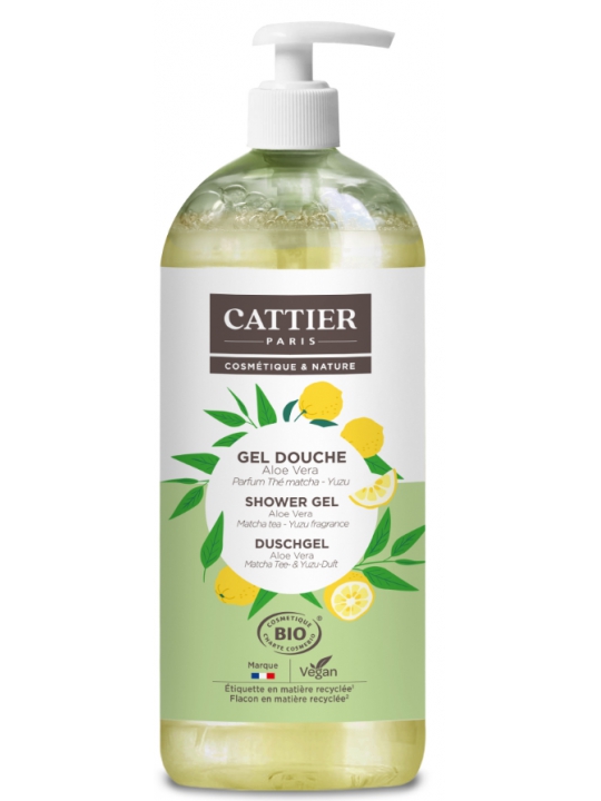 Gel douche Douceur Thé matcha et Yuzu 1L Cattier - L'Herboristerie de Paris